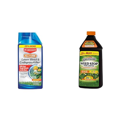 BioAdvanced All-in-One 40oz Lawn Weed & Crabgrass Killer + Spectracide ...