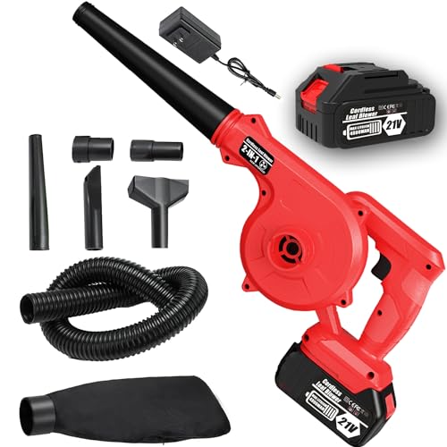 Cordless Leaf Blower, 2-in-1 Electric Blowers & Vacuum, 21V Battery ...