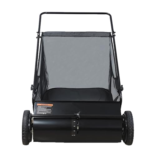 EAGWON Push Lawn Sweeper, 26-Inch Width, 7 Cu. Ft. Hopper Capacity, 4 ...