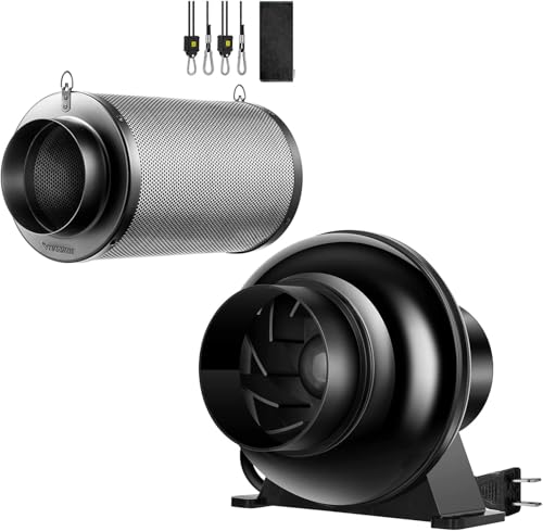 VIVOSUN 4 Inch 195 CFM Inline Duct Ventilation Fan Vent Blower for Grow ...